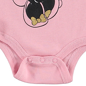 Disney Minnie Mouse Newborn Baby Girls 4 Piece Outfit Set: Bodysuit Pants Bib Hat Pink 0-3 Months