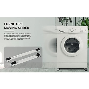 Two Adjustable Mobile Washing Machine Stand Fridge Stand Universal Dolly Stand with Brake, Non-Slip, Suitable for Refrigerator Base, Dryer Base, Washing Machine Base ，Movable Washer Stand (White)
