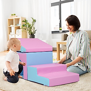 JOYMOR Indoor Soft Foam Climber Play Sets, Beginner Toddler Climber with Slide, Stairs and Ramp, Indoor Climbing Toys for Toddlers, Kids and Children