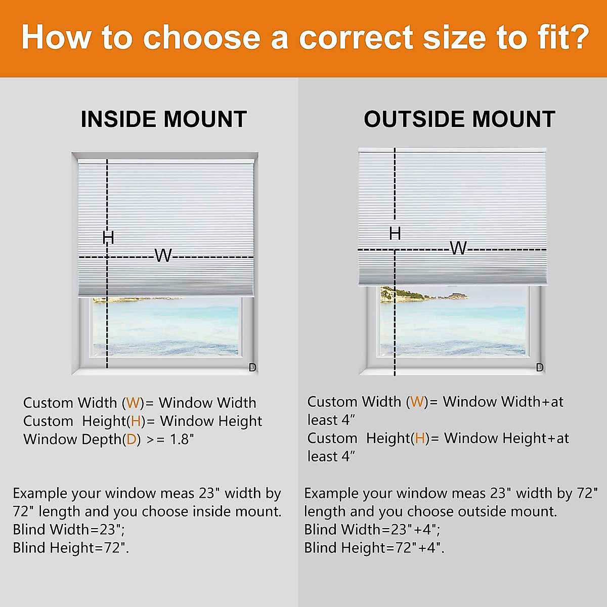 Persilux Cordless Blackout Honeycomb Window Shades, Room Darkening Blinds for Home - 23"W x 48"H, Easy Install