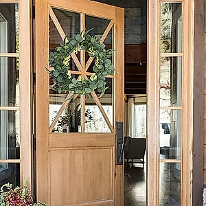 DiliComing Fall-Wreath Eucalyptus Front Door-Wreath - 20 Inch Year Round Artificial Door Wreath, All Season Wreath Clearance for Farmhouse, Wall and Window Decoration