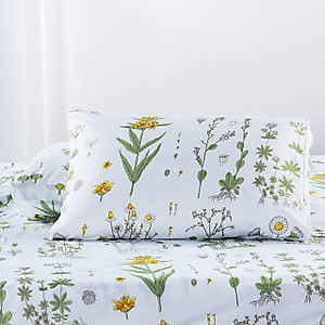GETIANN Floral Duvet Cover Set Full/Queen Comforter Cover Set Spring Plant Printed 90"x90"（1 Comforter Cover and 2 Pillow Shams Soft Bedding Set