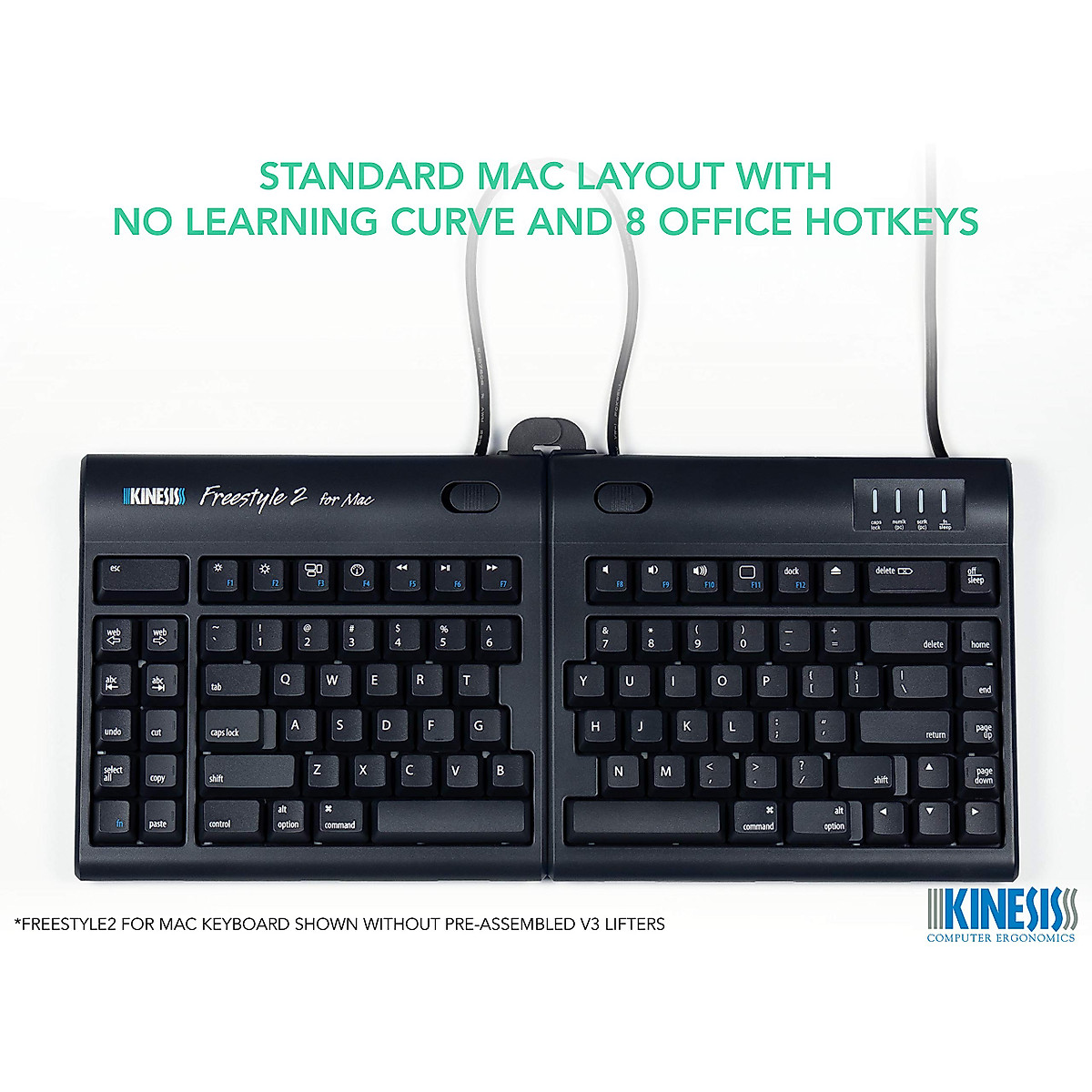 KINESIS Freestyle2 Ergonomic Keyboard w/ VIP3 Lifters for Mac (9" Separation)