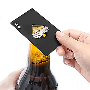 zoocm Poker Card Stainless Steel Flat 2 Pcs Beer Opener, Portable Ace of Spades Credit Card Size, Can Opener for Wedding Party Bar (Black), (MAN002)