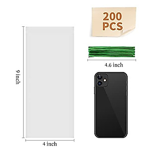 Nistar 200PCS 4x9 Inch Cookie Bags With Twist Ties, Cello Treat Bags Party Favor Bags Clear Cellophane Bags Small Candy Cookie Bags Plastic Goodie Bags for DonutsBakery,Birthday,Wedding,Gift Wrapping