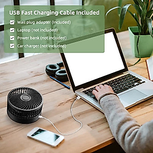 RealSmart Portable Folding Fan, Rechargeable USB Floor Table Desk Fan with Adjustable Height, 3 Speed battery operated fan, Pedestal Fans for Personal Bedroom Office Fishing Camping Travel, Black 6.5"