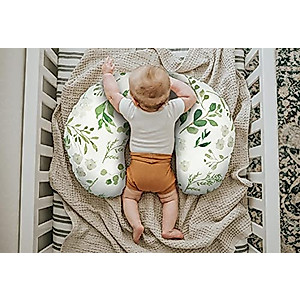 Nursing Pillow Cover, Breastfeeding Pillow Cover, Green Leaf Nursing Pillow Cover, Botanical Breastfeeding Pillow Slipcover, Mint Minky, Boho Green Leaf Nursery Decor, Soft Fits Snug On Infant