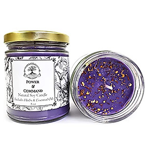 Power & Command 9 oz Soy Herbal Spell Candle | Influence, Control, Mastery & Strength Rituals | Wiccan Pagan Hoodoo Magick