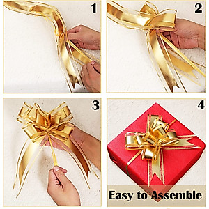 PintreeLand 12 Sheets Christmas Wrapping Paper Set(6 Large&6 Small, 59 Sq. Ft. Ttl) with 12PCS Gift Bows and Labels - Vintage Red Green Xmas Holiday Kraft Present Wrap Paper