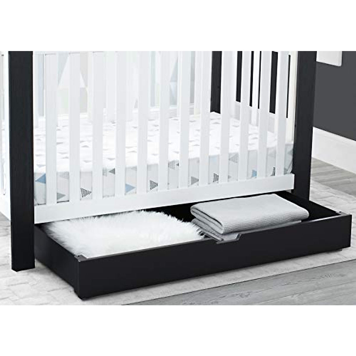 Delta Children Under Crib Roll-Out Storage - Greenguard Gold Certified, Midnight Grey