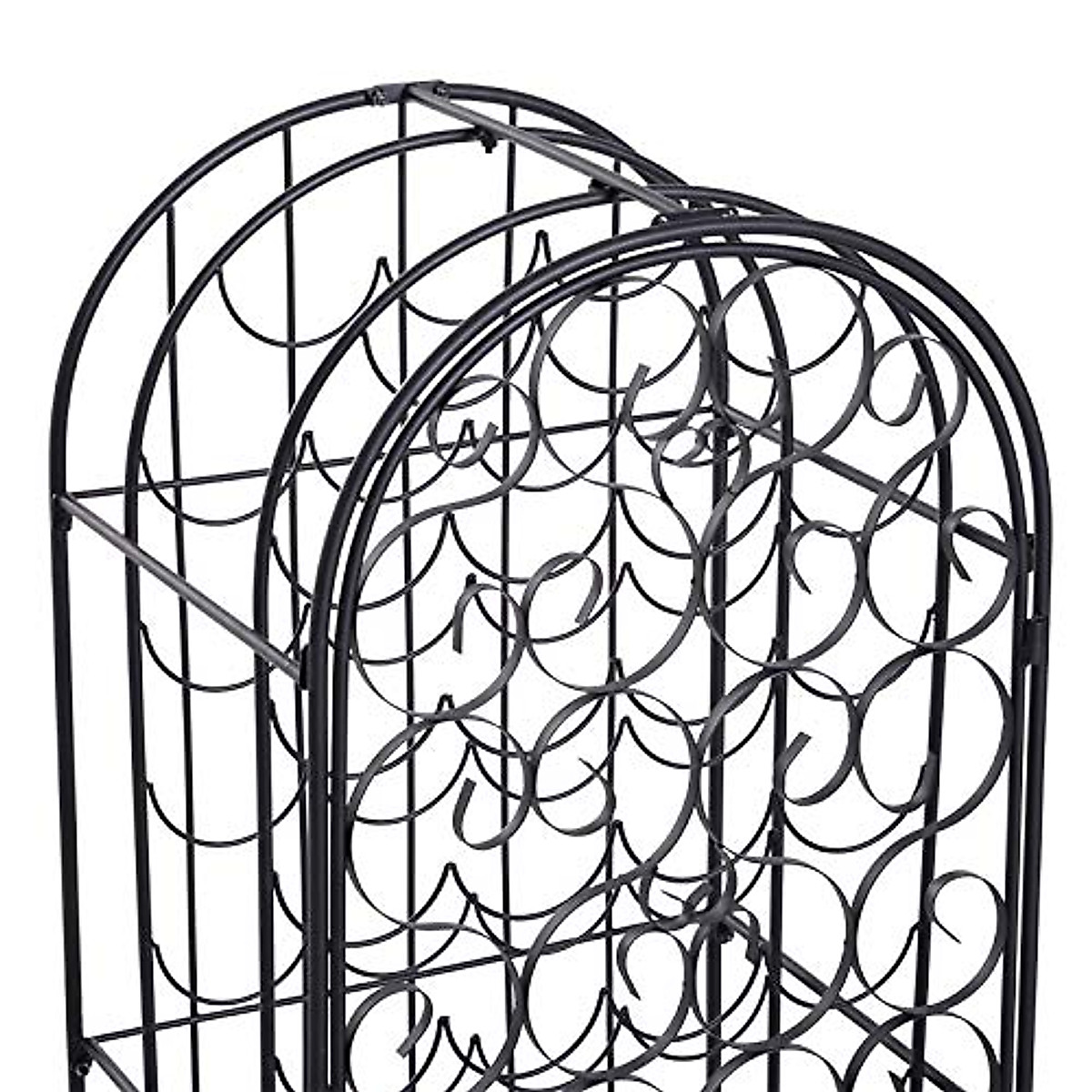 HOMCOM 35 Bottle Wrought Iron Wine Rack Jail with Lock - Black
