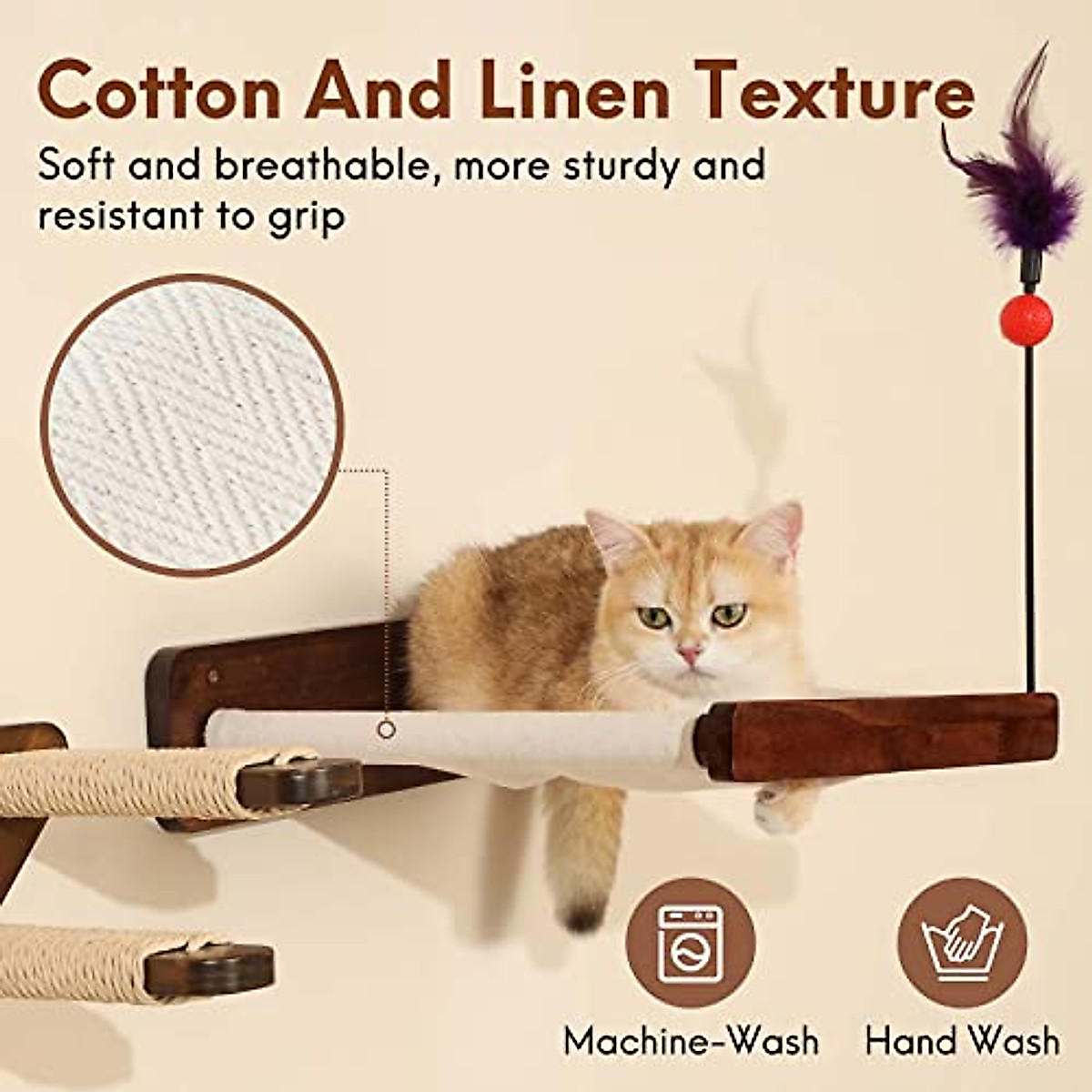 tamfom Cat Hammock Wall Mounted, Cat Shelves and Perches for Wall, Cat Wall Furniture for Indoor Cats, Quality Cat Furniture for Sleeping, Playing, Climbing and Lounging, Cat Wall Bed