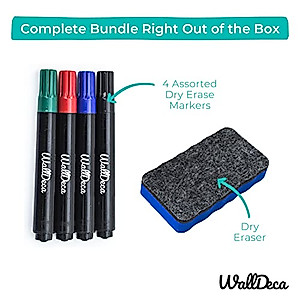 WallDeca Monthly Dry Erase Wall Calendar Planner Whiteboard: Wipe Off Erasable Calendar | Use in Classroom, Office, Home, Kitchen! (24 x 36 Inch)