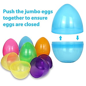 JOYIN 10" Jumbo Easter Eggs, 6PCS Clear Plastic Giant Eggs Empty Fillable for Easter Filling Treats Party Favor Hunt Classroom Prize Supplies Decoration