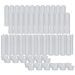 50 Pcs, White Essential Oil Aromatherapy Blank Nasal Inhaler Tubes(Including 50 unscented Wicks +3 Polyethylene Pipette Droppers)