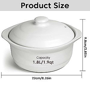 1.9-Quart Ceramic Pots for Cooking with Lid, Clay Pot for Cooking, Earthenware Pot, Chinese Ceramic Casserole, Earthen Pot Cookware Stew Pot Stockpot