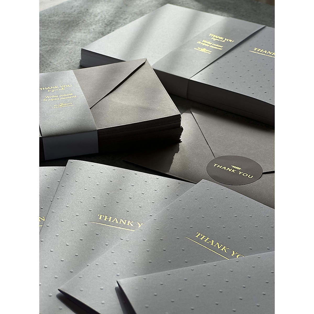 RUN2PRINT Elegant White Thank You Cards With Envelopes & Gold Foil Sticker Bulk - Suitable for Wedding, Baby Shower, Business, Graduation, Bridal Shower, Funeral All Occasion Cards (White Pack of 36)