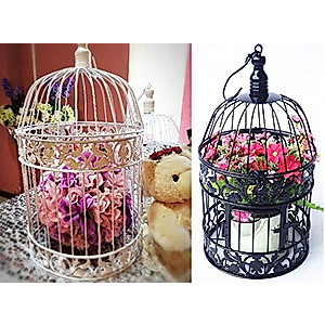 PET SHOW Round Birdcages Wedding Gift Cards Holder Metal Wall Hanging Bird Cage for Small Birds Party Indoor Ourdoor Decoration 10.6“ Black Pack of 1