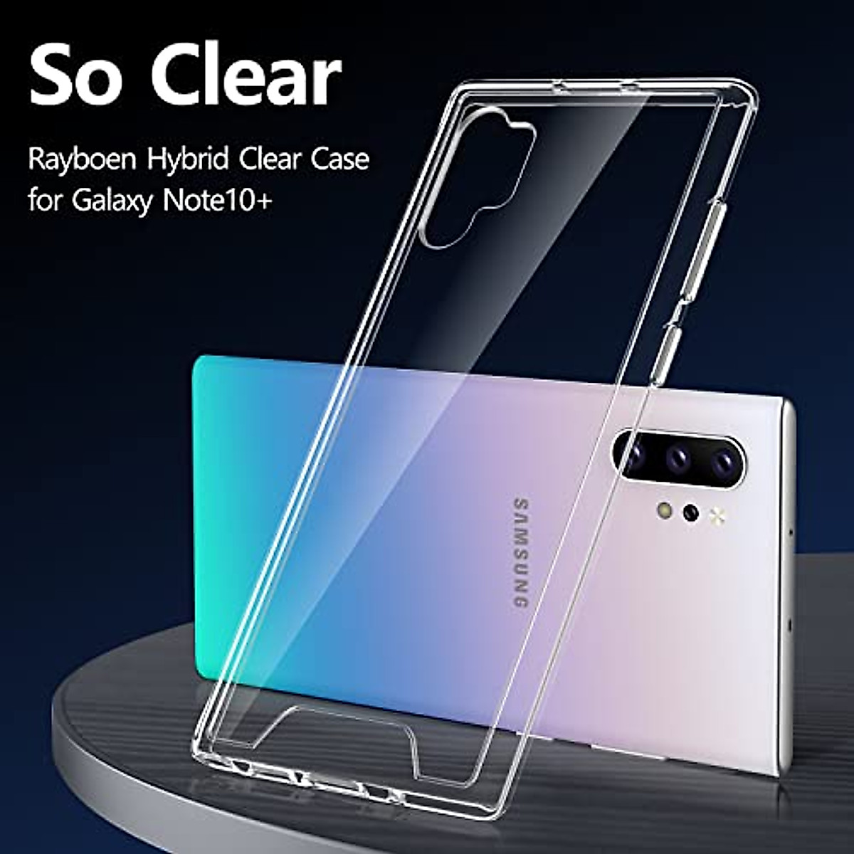 Rayboen Case for Samsung Galaxy Note 10 Plus 5G(Not for Note10), Crystal Clear Shockproof Non-Slip Protective Cover, Hard PC Back & Soft TPU Frame Slim Phone Case for Galaxy Note 10+ Plus, Clear