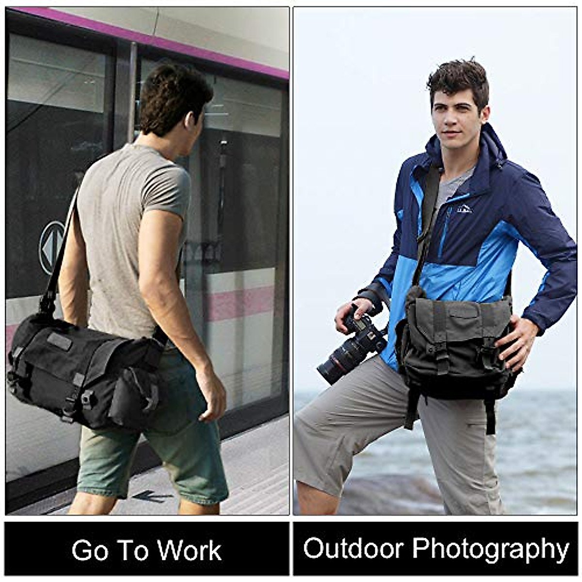 CADeN Camera Bag Case Canvas Compatible for Nikon, Canon, Sony DSLR/SLR Mirrorless Camera with Tripod Holder, Camera Shoulder Messenger Bag for Men/Women(1.0 Black)