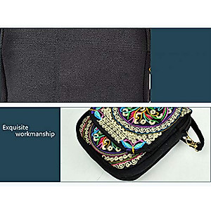 BigBigMe Women Ethnic Embroidered Handmade Mini Canvas Crossbody Shoulder Boho Travel Handbag Cell Phone Purse Wallet, Multicolor, 5.9 * 1.9 * 7.0 inch