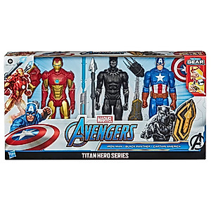 Marvel Avengers Titan Heros Series - Set of 3 Black Panther, Iron Man and Captain America Action Figures - 12