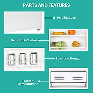 Koolatron Refrigerator - Mini Fridge With Freezer For Kitchen, Bedroom, office, Dorms, Cool Storage For Wine, Beverages, Compact Free Standing, Neveras Pequeñpara, 3.2 Cubic Feet Capacity, White