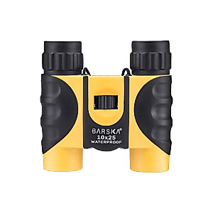 Barska Optics, Colorado Waterproof Compact Binoculars, 10x25mm, Porro Prism, Blue Lens, Yellow, Clam Package