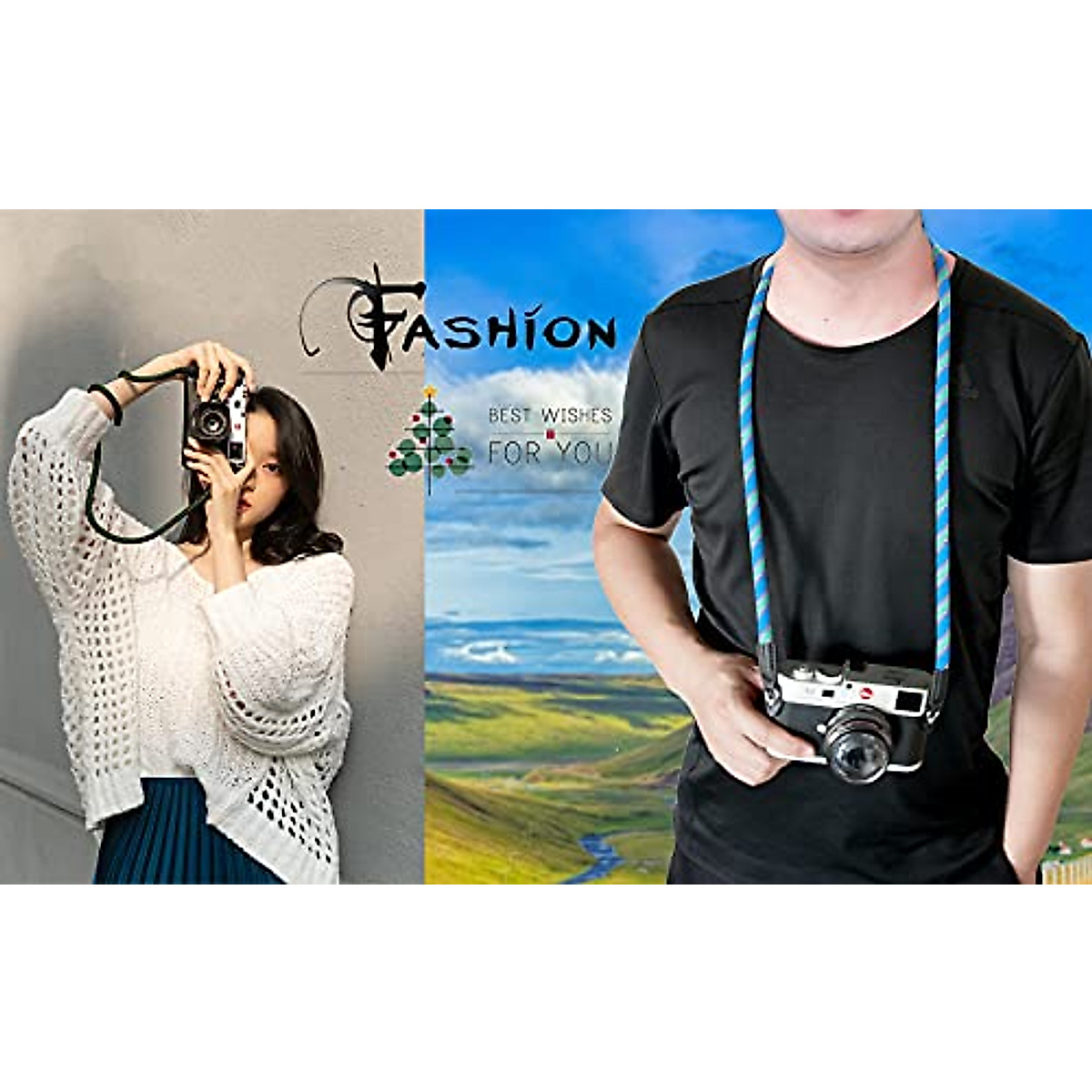 Eorefo Camera Strap Vintage 100cm Nylon Climbing Rope Camera Neck Shoulder Strap for Micro Single and DSLR Camera.(Army Green)