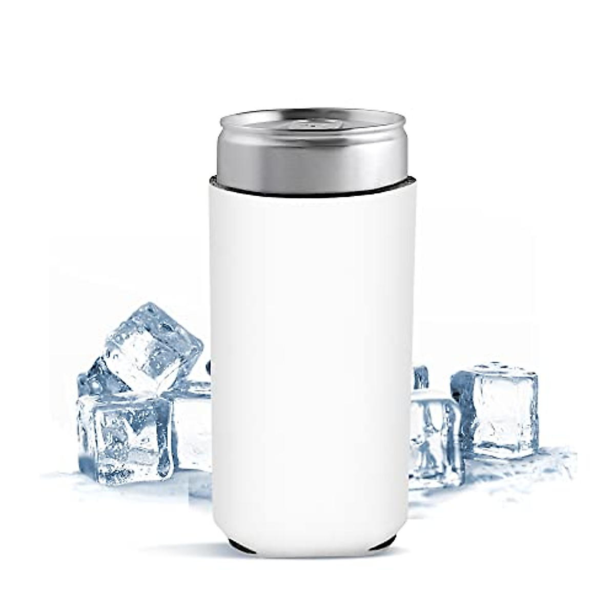 25 Pack White Blank Slim Can Cooler Sleeves, Customizable Bulk Sublimation Can Coolers, Extra-Thick Collapsible Drink Insulator Sleeve, Beer Can Coolers for Party Beverages, PartyPrints