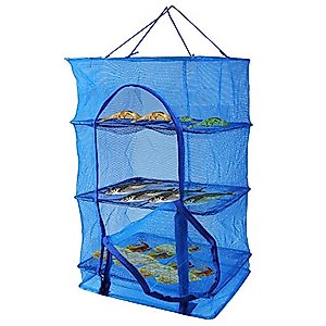 Fish Mesh Hanging Drying Net Food Dehydrator - Durable Folding 4 Layers Fish Vegetable Dishes Dryer Net Drying Rack (40 * 40 * 65cm)