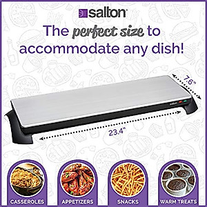 Cordless Warming Tray by Salton | Medium Electric Hot Plate | Cooking, Serving & Warming Tray | 23-3/4” x 7-3/4” Hot Plate