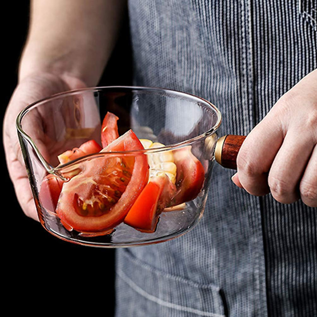 UPKOCH Coffee Milk Cup Glass Saucepan Stovetop Pot Cooking Transparent Saucepan With Handle Borosilicate Glass Non Stick Milk Butter Warmer Pot Minutes Noodles Bowl CookingMeasuring Cups