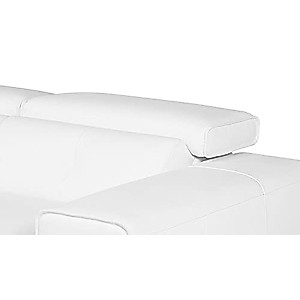 Zuri Furniture Raj Modern White Leather Sectional with Adjustable Headrests and Chaise - Left Chaise