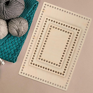 UKQRRTC 6Pcs Wooden Basket Bottom 3 Sizes Crochet Basket Base DIY Crochet Basket Bottom Multifunctional Crochet Bag Bottom Crochet Basket Wood Base for DIY Basket Handbag (Rectangle)