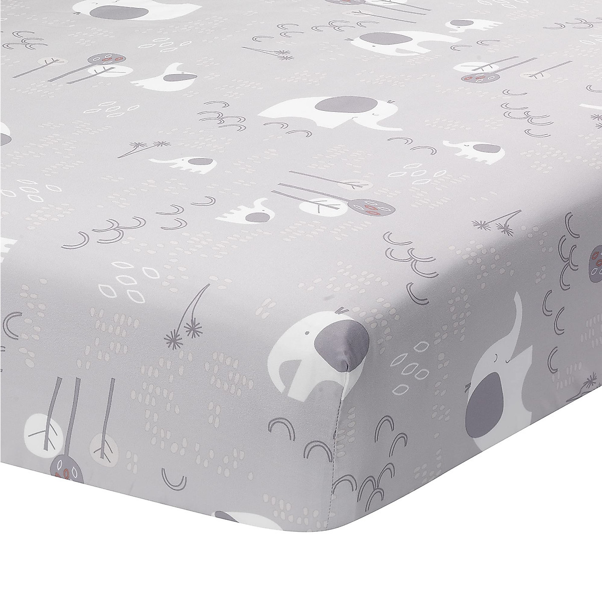 Bedtime Originals Elephant Love Gray/White Baby/Toddler Polyester Fitted Crib Sheet