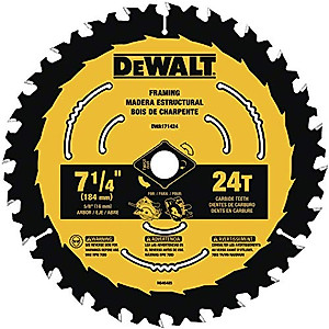 DEWALT Circular Saw Blade, 7 1/4 Inch, 24 Tooth, Wood Cutting (DWA171424)