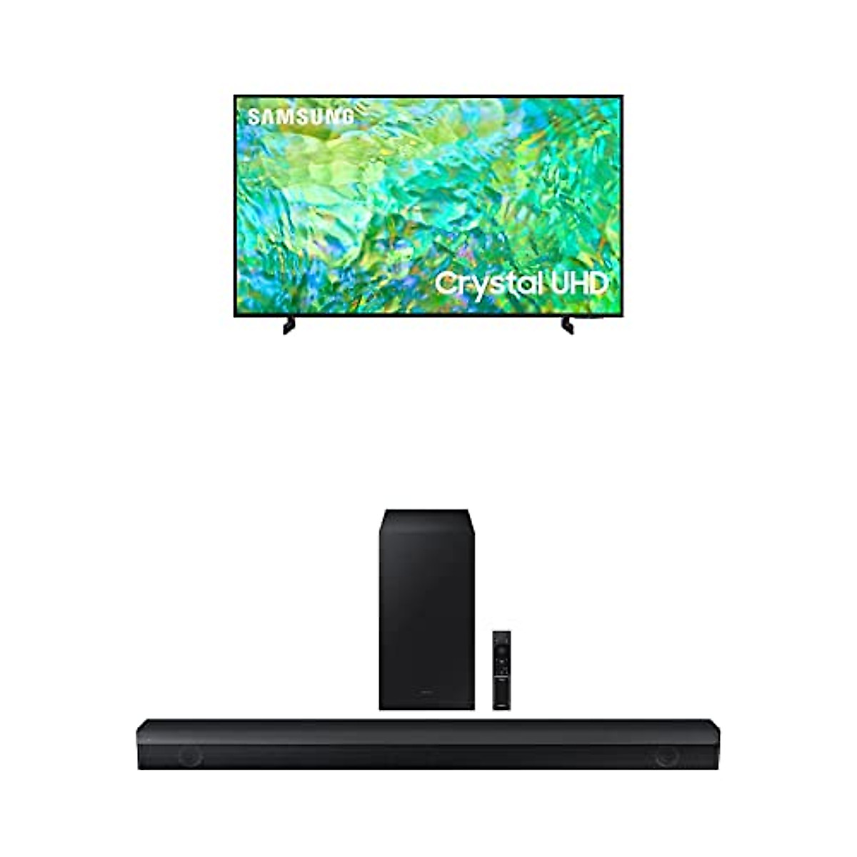 SAMSUNG 75-Inch Class Crystal UHD CU8000 Series PurColor, Object Tracking Sound Lite (UN75CU8000, 2023 Model) HW-B650 3.1ch Soundbar w/Dolby 5.1 DTS, Subwoofer Included, 2022