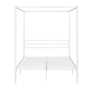 SHA CERLIN Metal Canopy Bed Frame Full Size/Mattress Foundation with Metal Slats Support/No Box Spring Needed/Easy Assembly/White