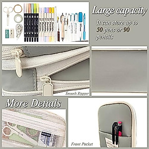 WAFJAMF Large Capacity Pencil Box with Zipper Big Storage Bag Pouch Holder Box Organizer for Office Travel - Light Green