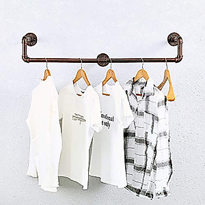GWH Industrial Pipe Clothing Rack, Wall Mounted Clothes Rack, Industrial Clothing Rack, Pipe Clothing Rack, Closet Rods for Hanging Clothes, 100% Galvanized Steel (39 in, Brush Red Coper)