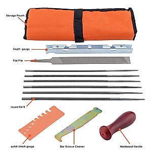 Hipa 12 Pack Chainsaw File, Chainsaw Sharpener Kit, 5/32", 3/16", 7/32", 1/8", 11/64", 13/64" Round Chainsaw File, 6 Inch Flat File,Depth Gauge,Quick Check Gauge
