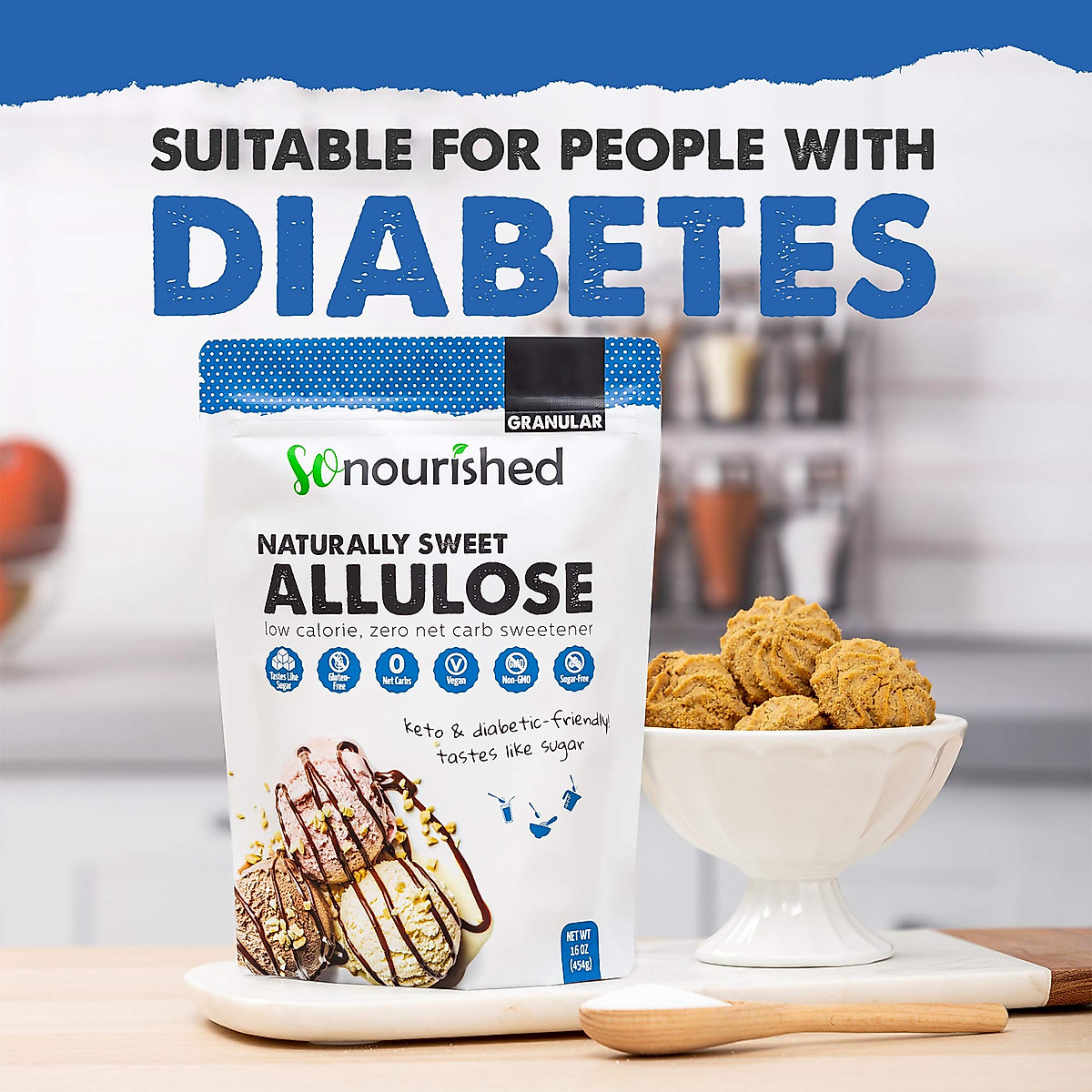 Allulose Sweetener Granular - 1:1 Sugar Substitute, Keto - 0 Calorie, 0 Net Carb, Non-GMO (1 lb / 16 oz)