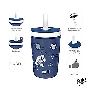 Zak Designs Disney Mickey Mouse Kelso Tumbler Set, Leak-Proof Screw-On Lid with Straw, Bundle for Kids Includes Plastic and Stainless Steel Cups with Bonus Sipper (3pc Set, Non-BPA)15 fl oz.