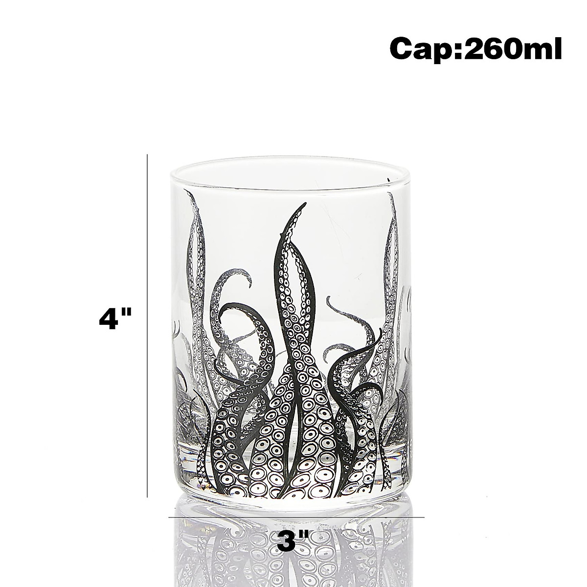 Octopus Tentacle Whiskey Glassware | Set of 2 | 9 OZ Handmade Craft Beer, Cocktail, Water, Bar Rock Glass - Kraken Tumbler Gift Set, Old Fashioned Rocks Glasses, Antique Design Extraordinary Detail
