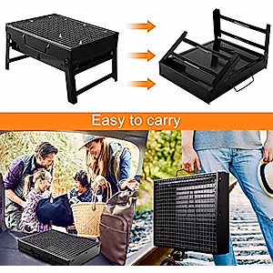 DAKEUS Charcoal Grill Barbecue Portable BBQ - Stainless Steel Folding Grill Tabletop Outdoor Smoker BBQ for Picnic Garden Terrace Camping Travel