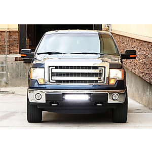 iJDMTOY Lower Grille Mount LED Light Bar Kit Compatible with 2009-14 Ford F-150 or Raptor, Includes (1) 96W High Power LED Lightbar, Lower Bumper Opening Mounting Brackets & On/Off Switch Wiring Kit