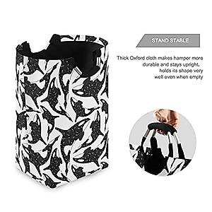 xigua Killer Whale Large Laundry Basket Hamper, Waterproof Collapsible Dirty Clothes Organizer Bag with Handles Laundry Storage Bins for Bathroom, College Dorms, Bedroom