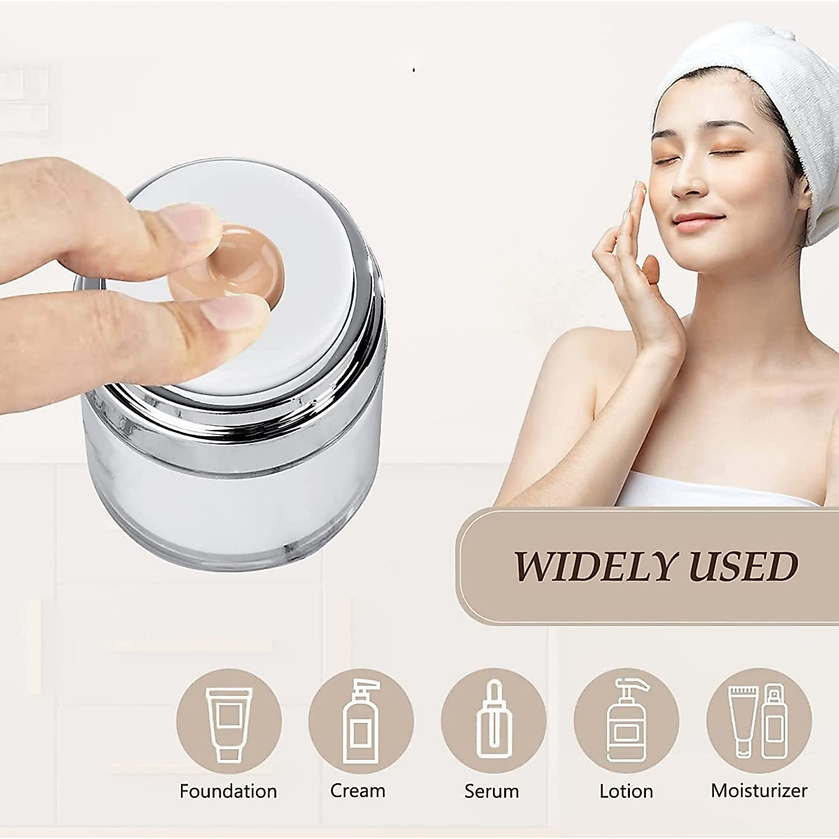 Minsily 4 Pack Airless Pump Jars, 1.7 oz Airless Pump Bottles Cream Jar Vacuum Cosmetics Pump Bottle Dispenser Travel Container Empty Airless Cosmetic Container for Skincare Cream Lotions Moisturizer