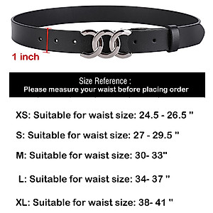 ALAIX Women's Belt Gold/Silver Buckle Belt Black leather belt Fashion Dress Pants Jeans belts for women